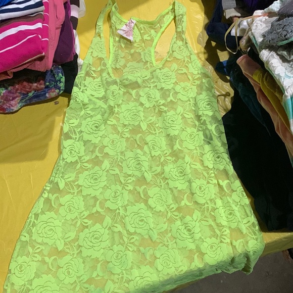 Tops | Sheer Neon Greenyellow Tank | Poshmark